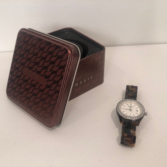 Fossil | Accessories | Fossil Stella Mini Faux Tortoise Watch | Poshmark